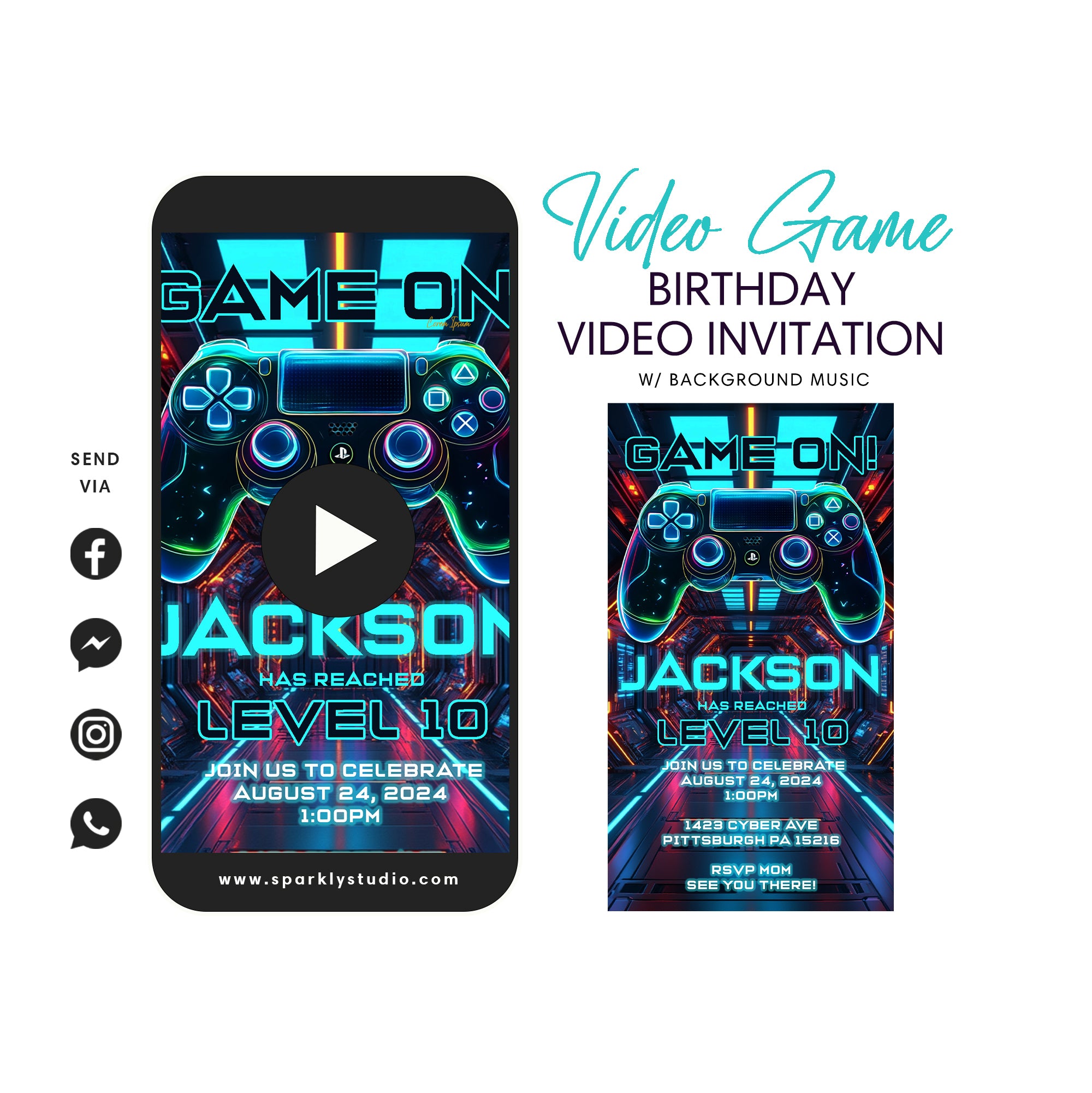 Video Game Party Invitation – SPARKLY STUDIO